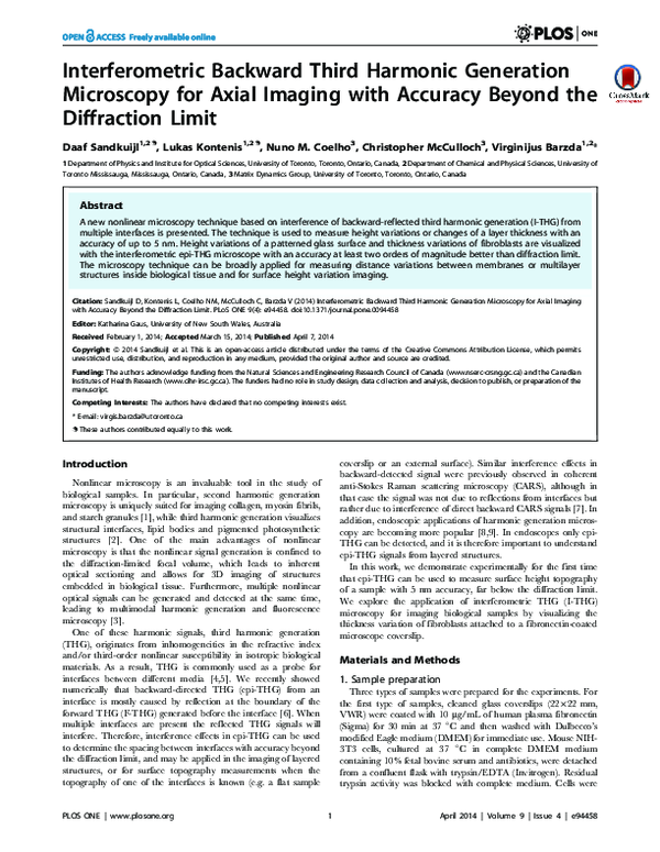 (PDF) Interferometric Backward Third Harmonic Generation Microscopy for Axial Imaging with ...