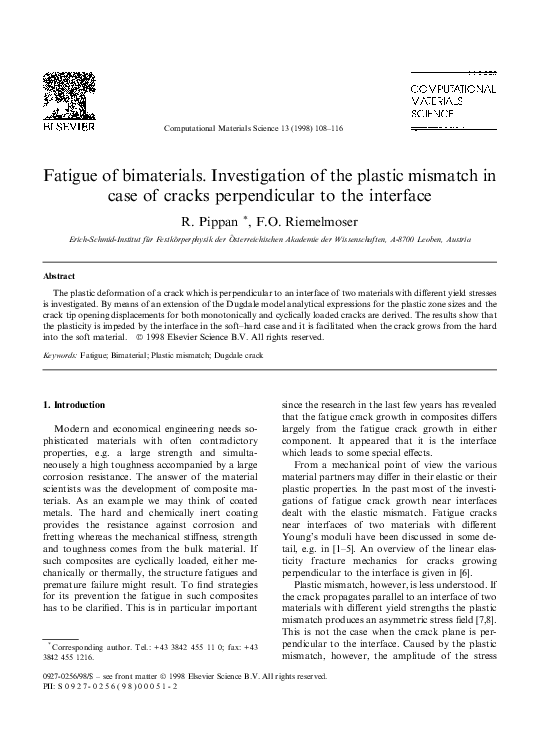 (PDF) Fatigue of bimaterials. Investigation of the plastic mismatch in ...