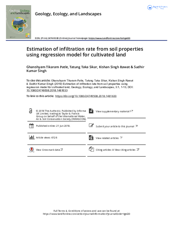(PDF) Estimation of infiltration rate from soil properties using ...