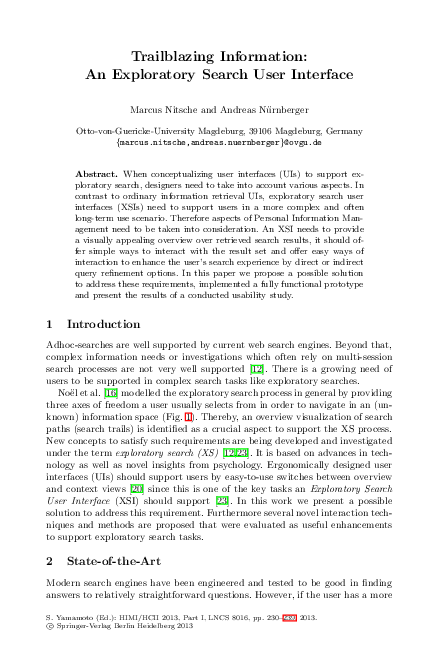 (PDF) Designing Exploratory Search Interfaces