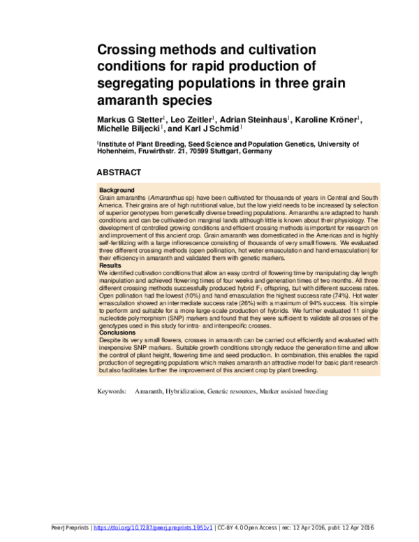 (PDF) Crossing Methods and Cultivation Conditions for Rapid Production ...