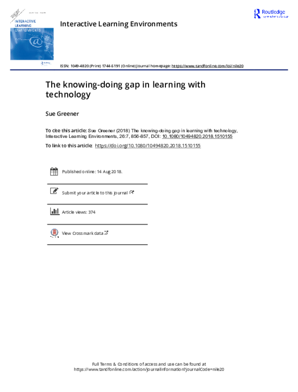 (PDF) The knowing-doing gap in learning with technology