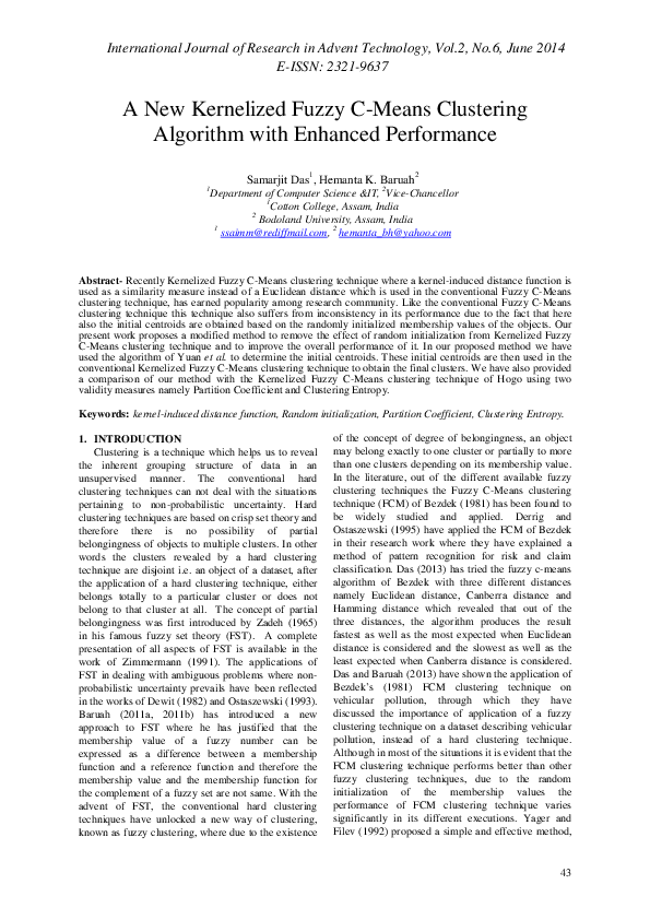 (PDF) A New Kernelized Fuzzy C-Means Clustering Algorithm with Enhanced ...