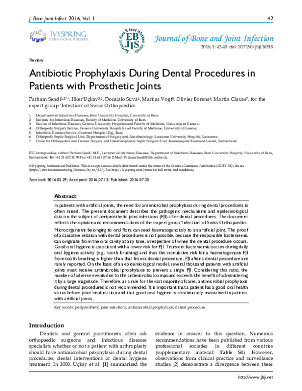 (PDF) Antibiotic Prophylaxis During Dental Procedures in Patients with ...