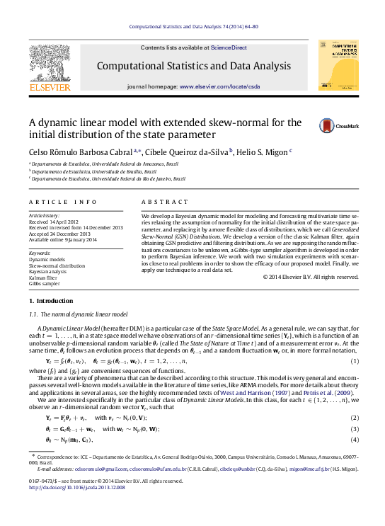(PDF) A dynamic linear model with extended skew-normal for the initial distribution of the state ...