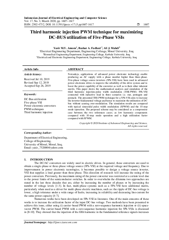 (PDF) Third harmonic injection pulse-width modulation technique for a ...