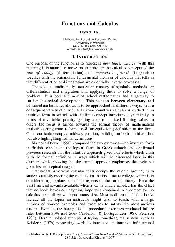 (PDF) Functions and calculus