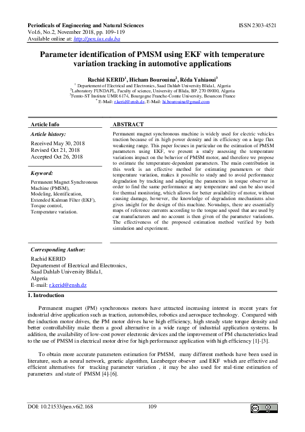 (PDF) Parameter identification of PMSM using EKF with temperature ...