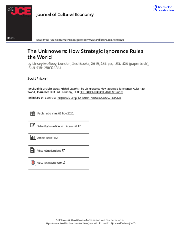 (PDF) The Unknowers: How Strategic Ignorance Rules the World