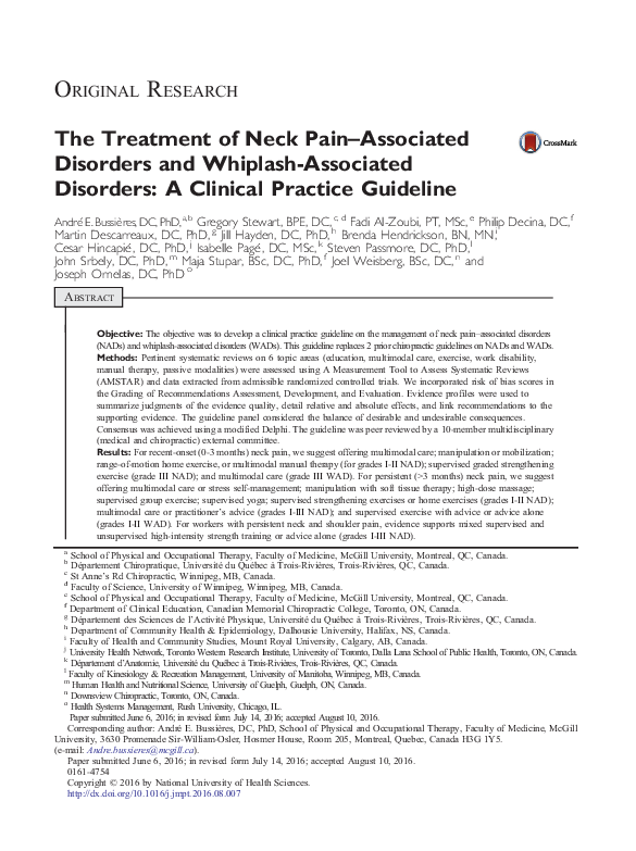 (PDF) The Treatment of Neck Pain–Associated Disorders and Whiplash ...