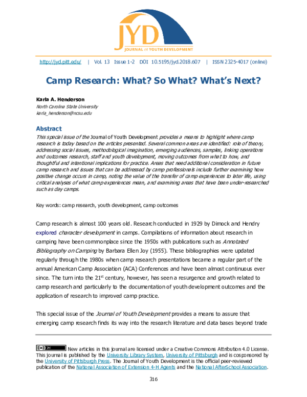 (PDF) Camp Research: What? So What? What’s Next?