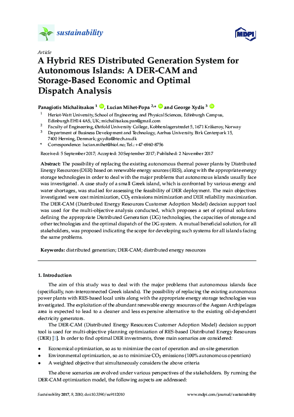 (PDF) A Hybrid RES Distributed Generation System for Autonomous Islands ...