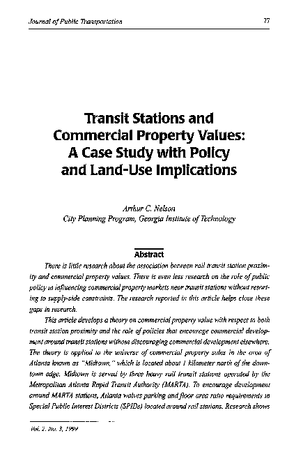 (PDF) Transit Stations and Commercial Property Values: A Case Study ...