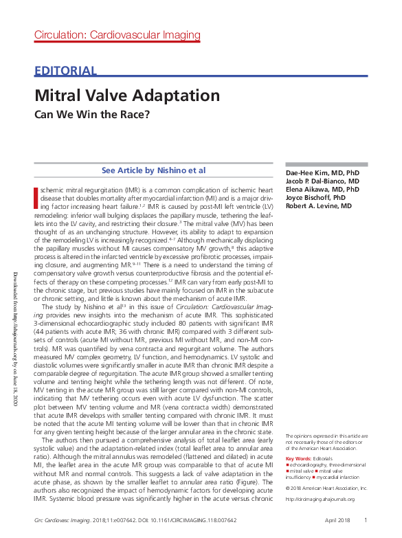 (PDF) Mitral Valve Adaptation: Can We Win the Race?