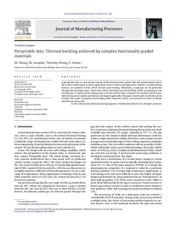 (PDF) Perspirable skin: Thermal buckling achieved by complex ...