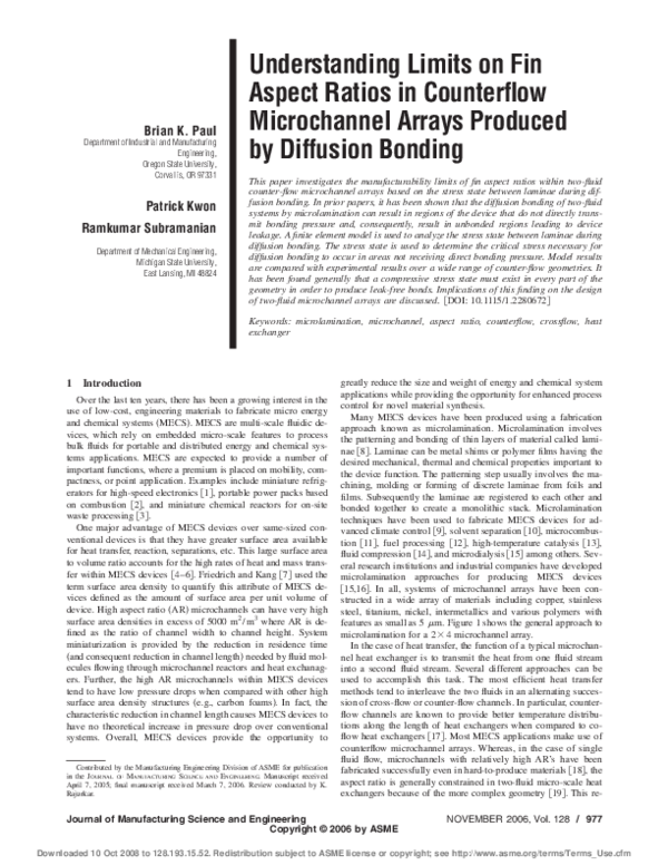 (PDF) Understanding Limits on Fin Aspect Ratios in Counterflow ...
