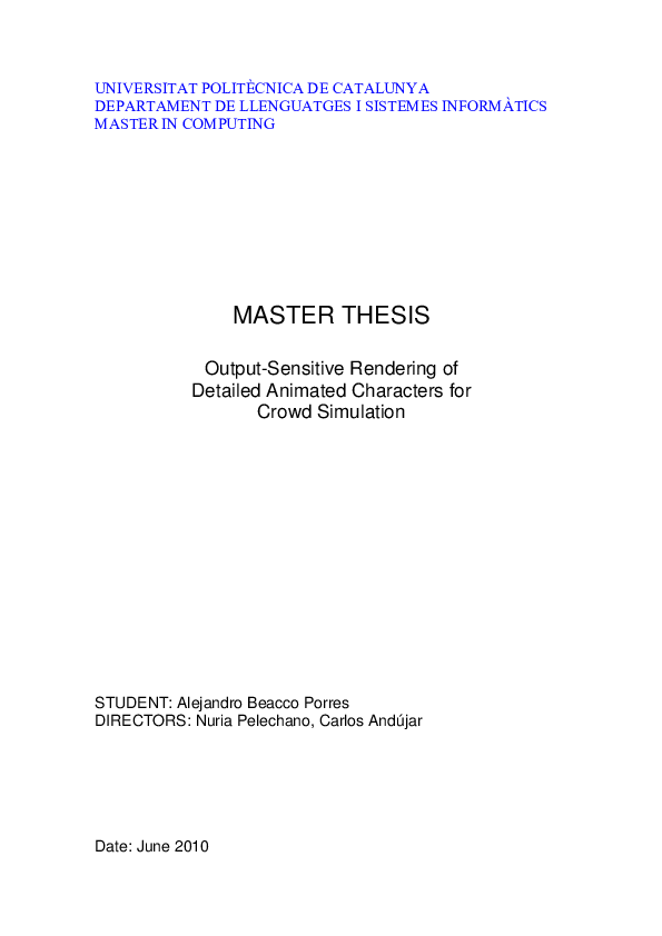 (PDF) Output-Sensitive Rendering of Detailed Animated Characters for Crowd Simulation