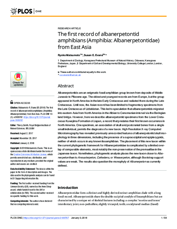 (PDF) The first record of albanerpetontid amphibians (Amphibia ...