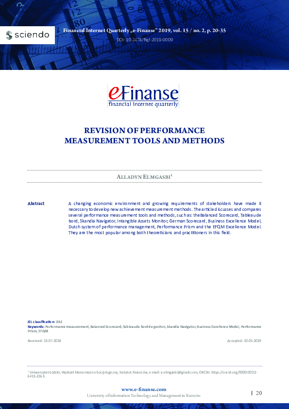 (PDF) Revision of Performance Measurement Tools and Methods