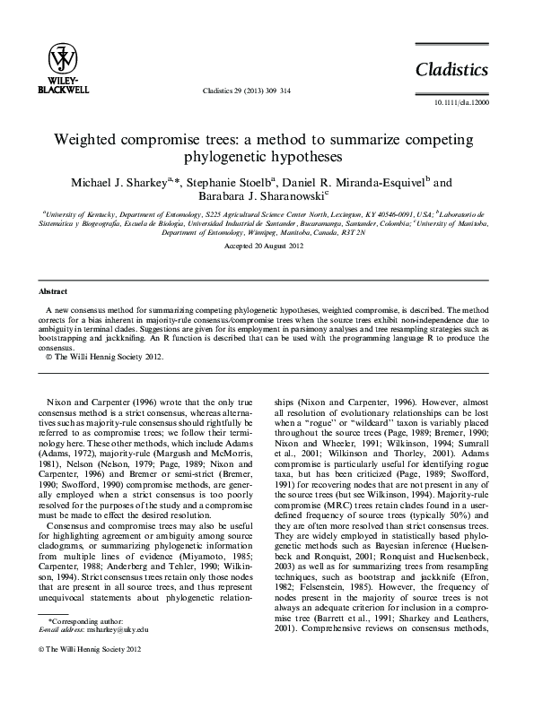 (PDF) Weighted compromise trees: a method to summarize competing ...