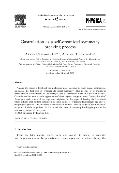 (PDF) Gastrulation as a self-organized symmetry breaking process
