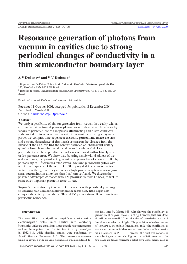 (PDF) Resonance generation of photons from vacuum in cavities due to ...