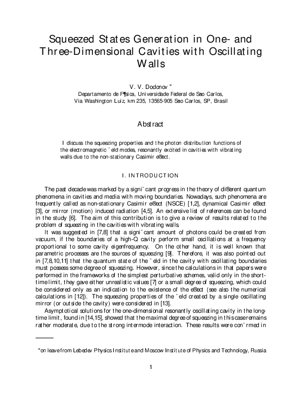 (PDF) Squeezed States Generation in One-and Three-Dimensional Cavities ...