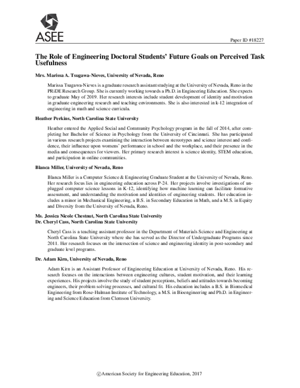 (PDF) The Role of Engineering Doctoral Students' Future Goals on ...