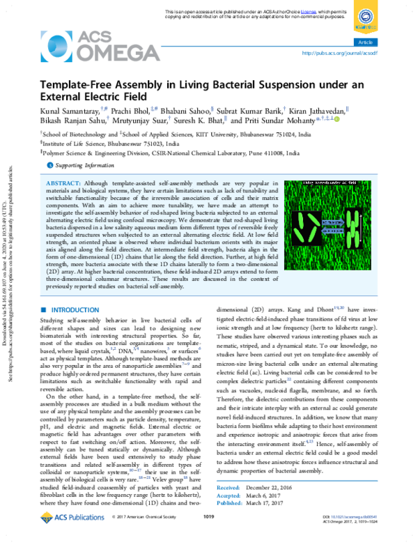 (PDF) Template-Free Assembly in Living Bacterial Suspension under an ...