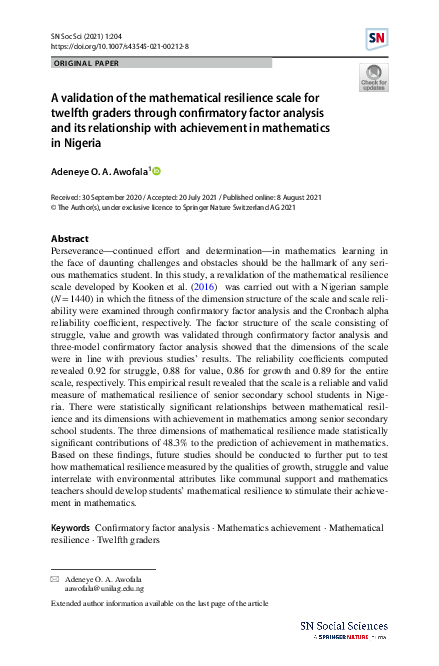 (PDF) A validation of the mathematical resilience scale for twelfth ...