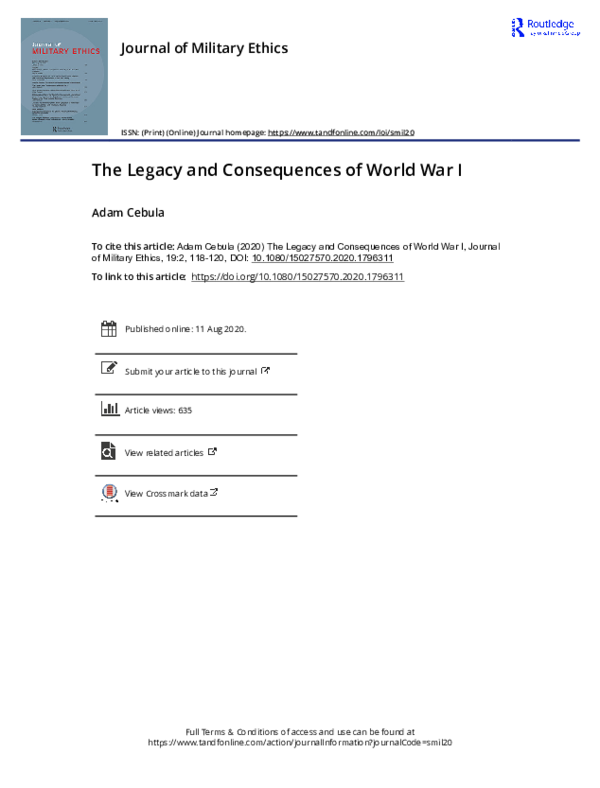 (PDF) The Legacy and Consequences of World War I