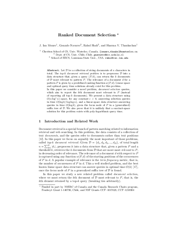 (PDF) Ranked Document Selection