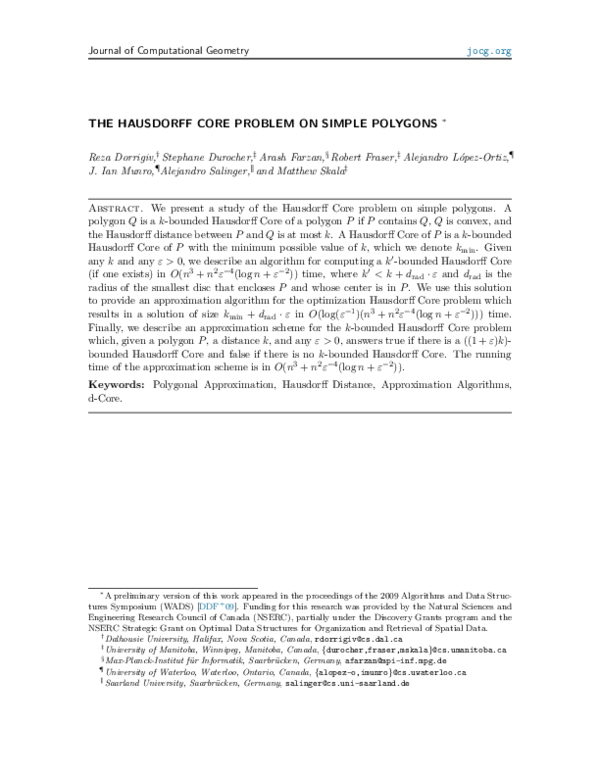(PDF) The Hausdorff Core Problem on Simple Polygons