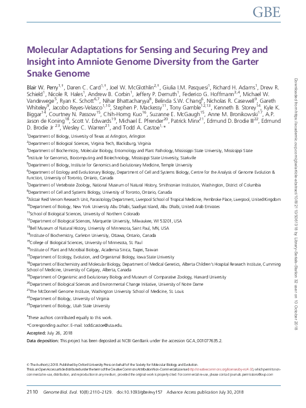 (PDF) Molecular adaptations for sensing and securing prey and insight ...