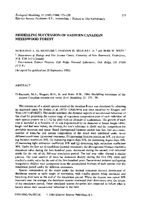 (PDF) Modelling succession of Eastern Canadian mixedwood forest