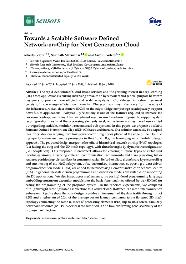 (PDF) Towards a Scalable Software Defined Network-on-Chip for Next Generation Cloud