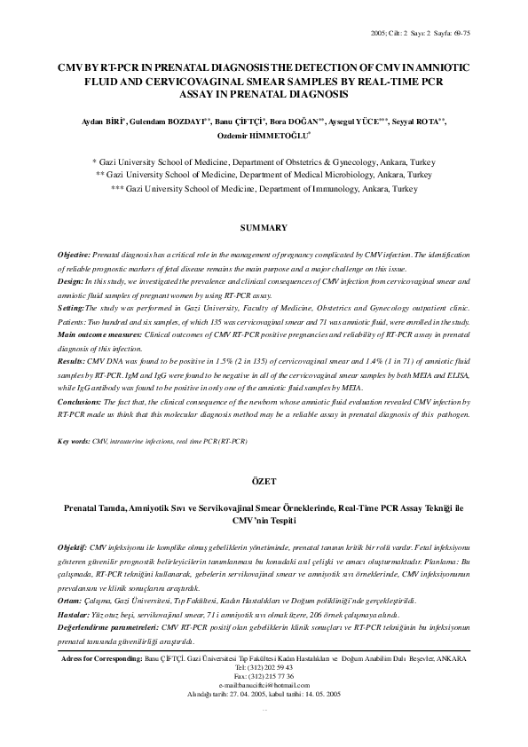 (PDF) The detection of CMV in amniotic fluid and cervicovaginal smear ...