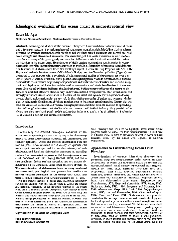 (PDF) Rheological evolution of the ocean crust: A microstructural view