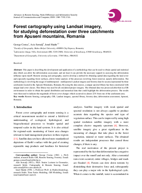 (PDF) Forest cartography using Landsat imagery, for studying ...