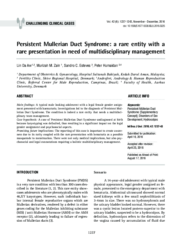 (PDF) Persistent Mullerian Duct Syndrome: a rare entity with a rare ...