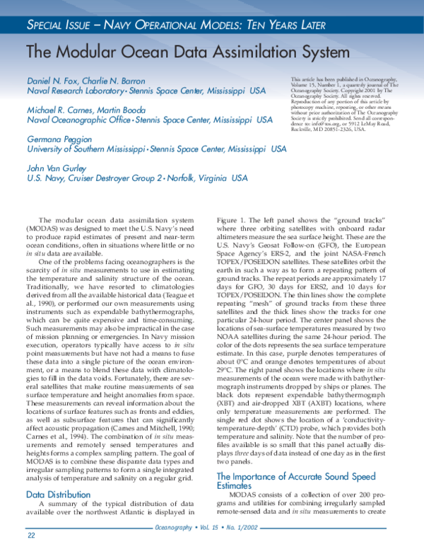 Pdf The Modular Ocean Data Assimilation System