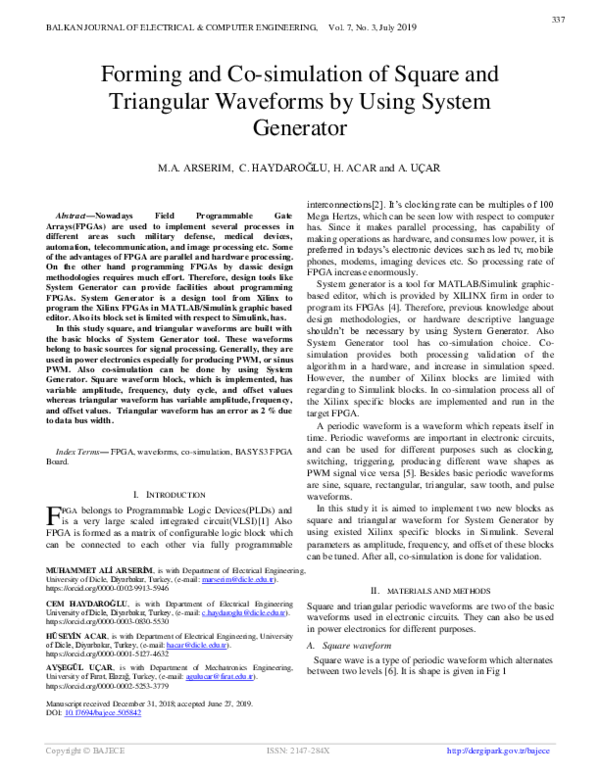 Pdf Forming And Co Simulation Of Square And Triangular Waveforms By