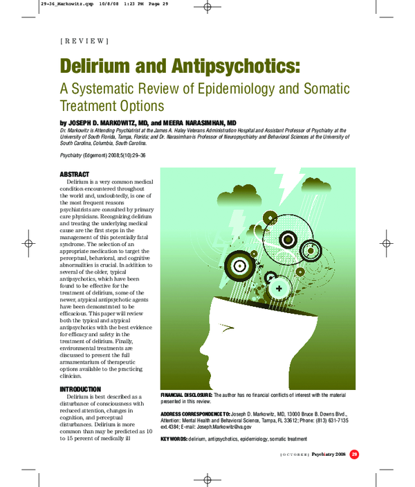 (PDF) Delirium and antipsychotics: a systematic review of epidemiology ...