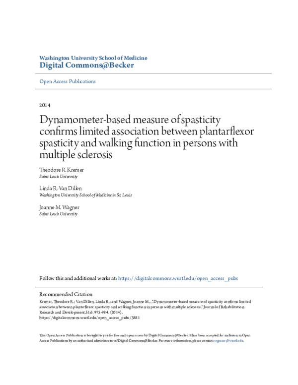 (PDF) Dynamometer-based measure of spasticity confirms limited ...