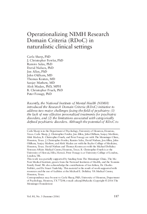 (PDF) Operationalizing NIMH Research Domain Criteria (RDoC) in ...