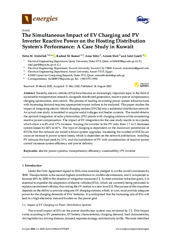 (PDF) The Simultaneous Impact of EV Charging and PV Inverter Reactive ...