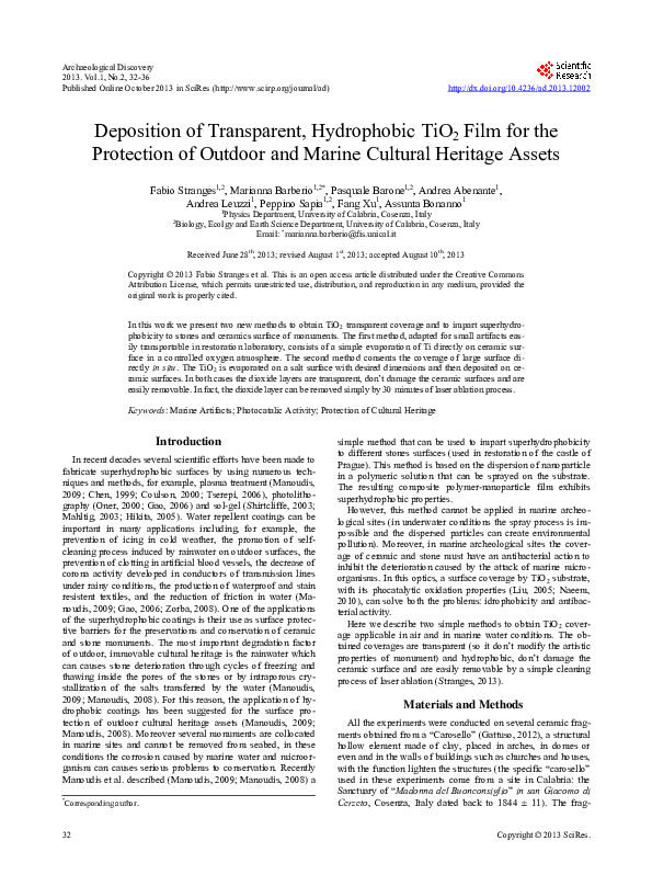 (PDF) Deposition of Transparent, Hydrophobic TiO2 Film for the ...