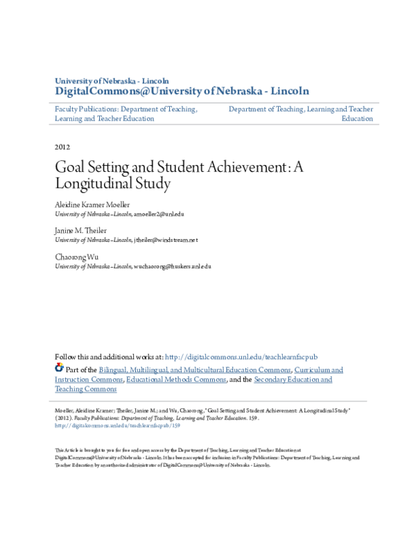 (PDF) Goal Setting and Student Achievement: A Longitudinal Study