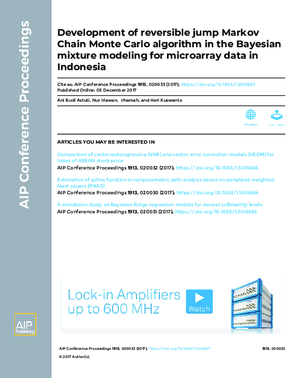 Pdf Development Of Reversible Jump Markov Chain Monte Carlo Algorithm In The Bayesian Mixture 5384