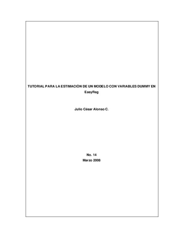 (PDF) Tutorial para la estimación de un modelo con variables dummy en EasyReg